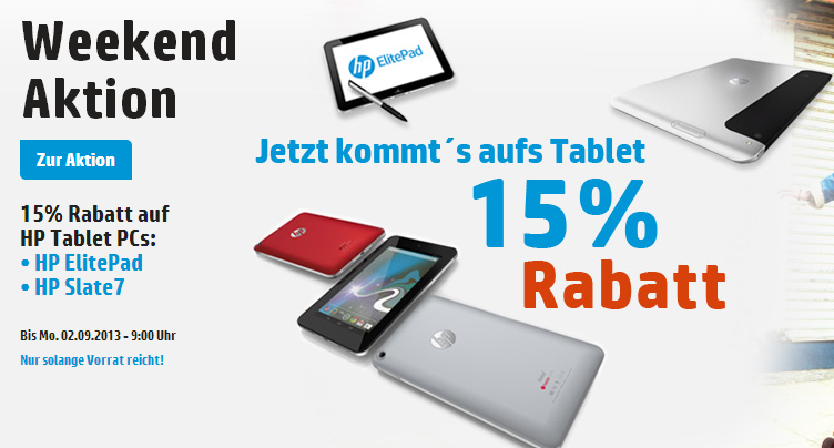 [HP STORE] Weekend Aktion! 15% Rabatt auf alle HP Tablets dank ...