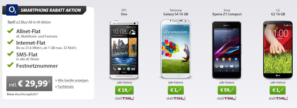 [SPARHANDY] o2 Blue All-in M Aktion für nur 29,99 Euro monatlich - dazu ...