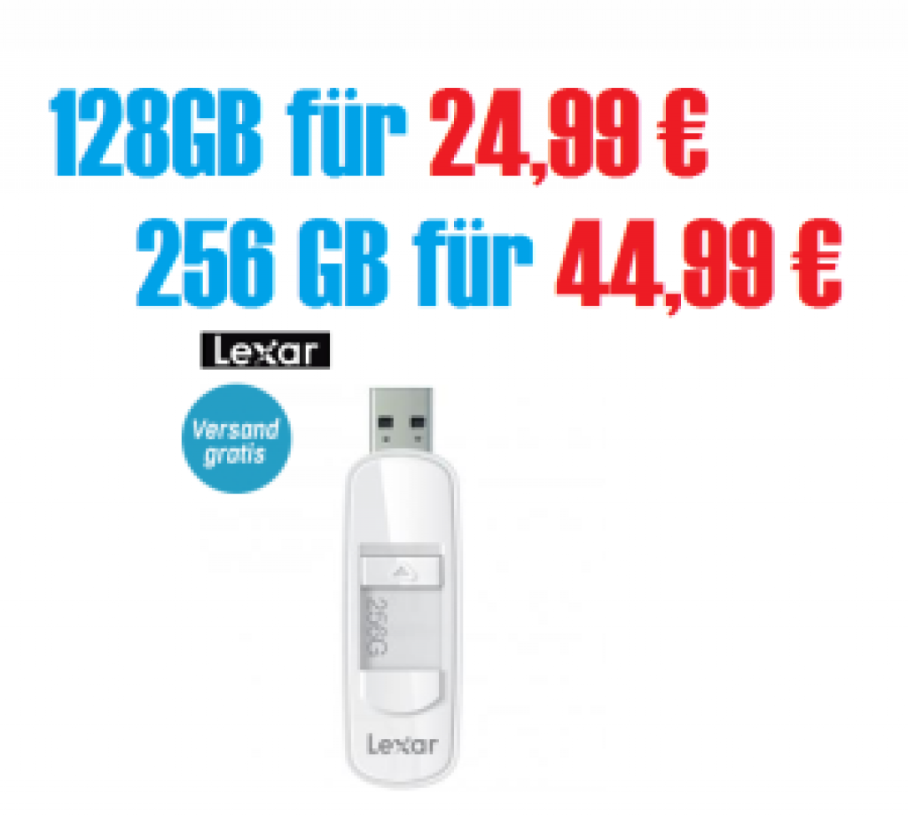 Lexar JumpDrive S75 mit 128GB für 24,99 Euro oder mit 256GB für 44,99 ...