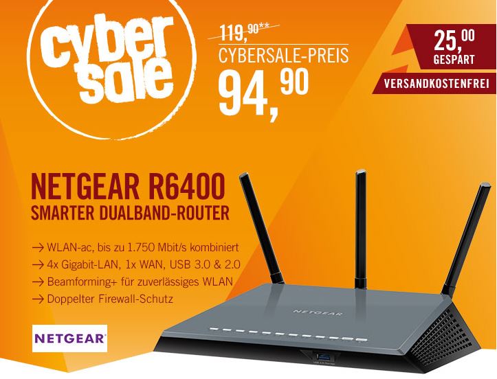 Netgear R6400 AC1750 Dualband Smart WLAN-ac Router in Schwarz für nur ...
