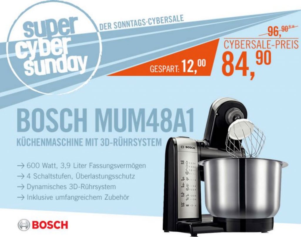 Bosch MUM48A1 Küchenmaschine für nur 84,90 Euro inkl. Versand - Snipz.de