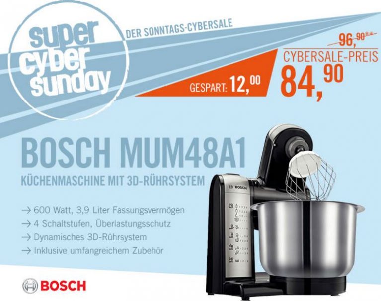 Bosch MUM48A1 Küchenmaschine für nur 84,90 Euro inkl. Versand - Snipz.de