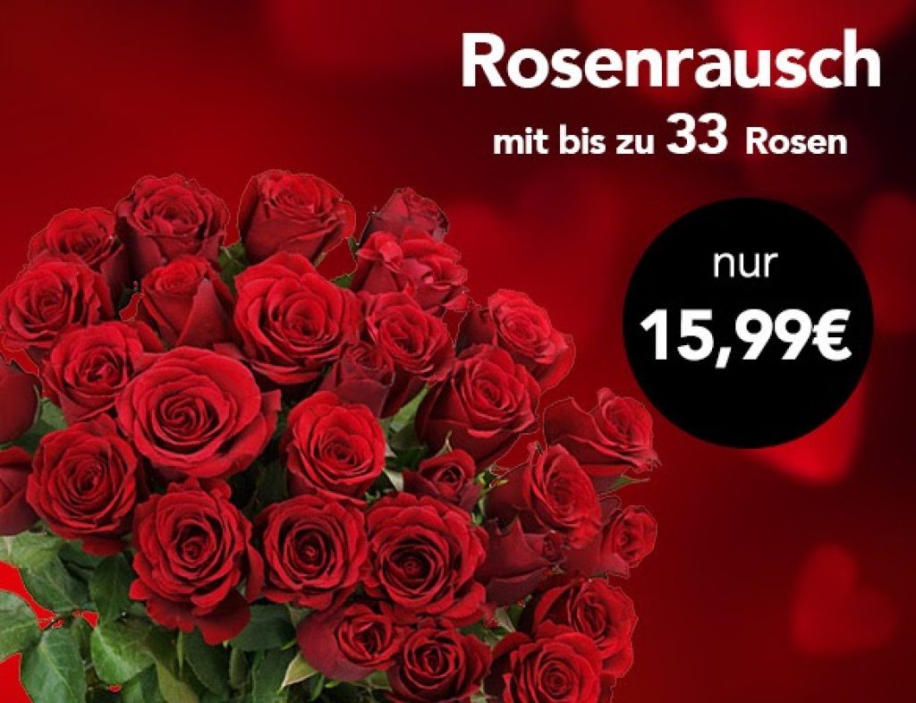 Jetzt 33 rote Rosen beim Blume-Ideal Rosenrausch "Red Edition" nur 20 ...