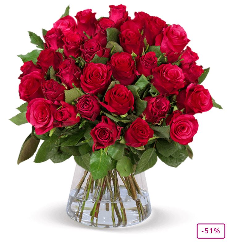 Strauß aus 41 roten Rosen (50cm) für nur 24,98 Euro inkl. Versand ...