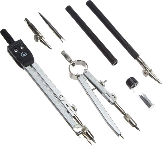 Herlitz 8710105 Zirkel-Set mit 140 und 223mm Zirkeln und Zubehör für 3 ...